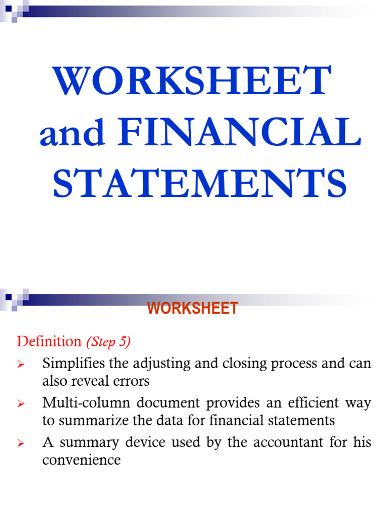 5 Worksheet and Financial Statements | PDF | Expense | Balance Sheet
