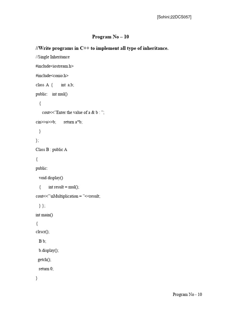 Lab 10 Oops SOHAN | PDF | C++ | Computer Programming Lab 10 Oops SOHAN | PDF | C++ | Computer Programming