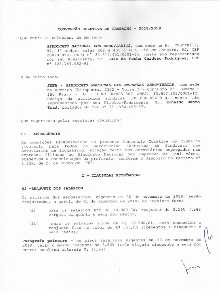 Cct-Aeroviários 2018-2019 | PDF