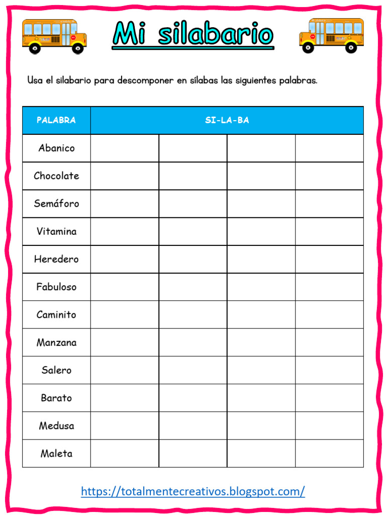 Descomposición Silábica para Niños | PDF