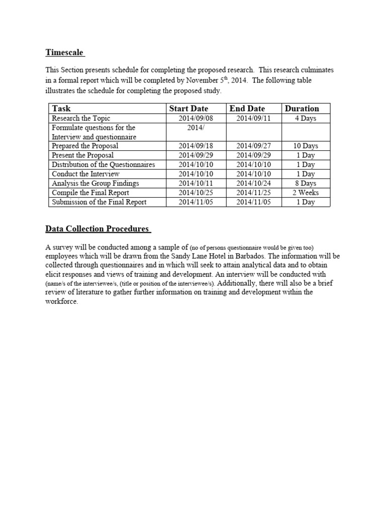 Timescale and Data Collection Procedures | PDF