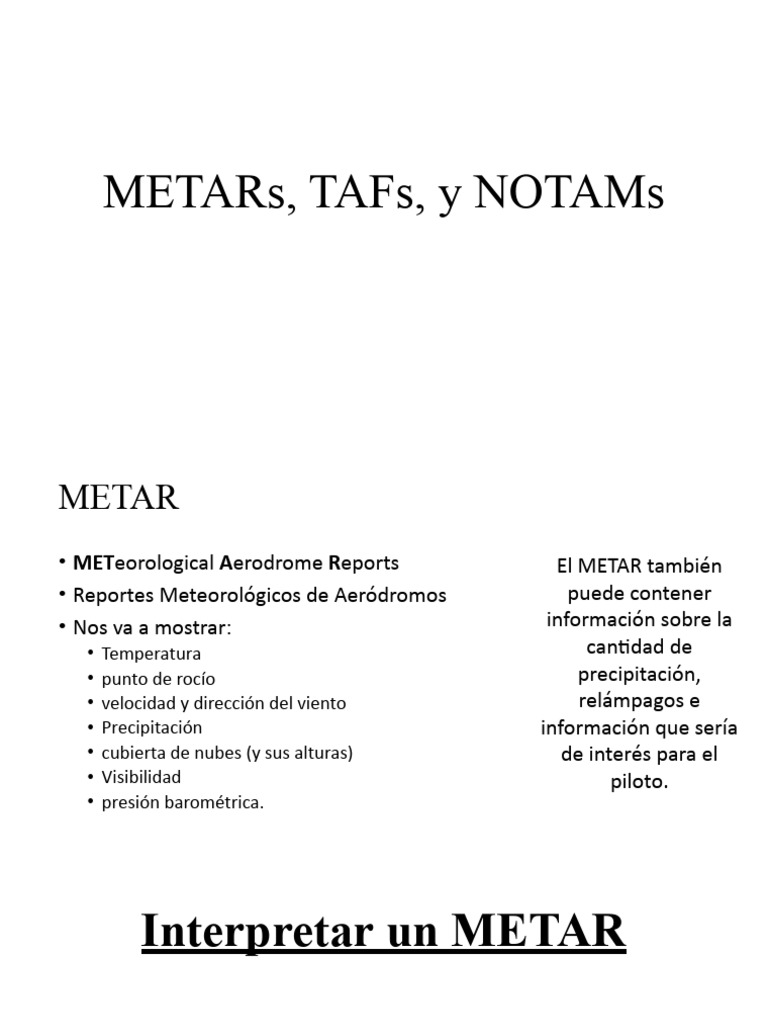 METARs, TAFs, NOTAMs | PDF | Meteorología | Tormentas