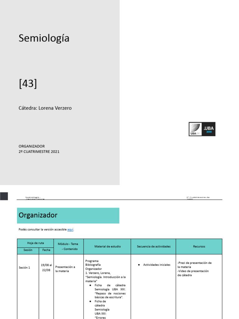 Organizador_Semiología_2C_2021_tabla | PDF | Semiótica | Cibernética