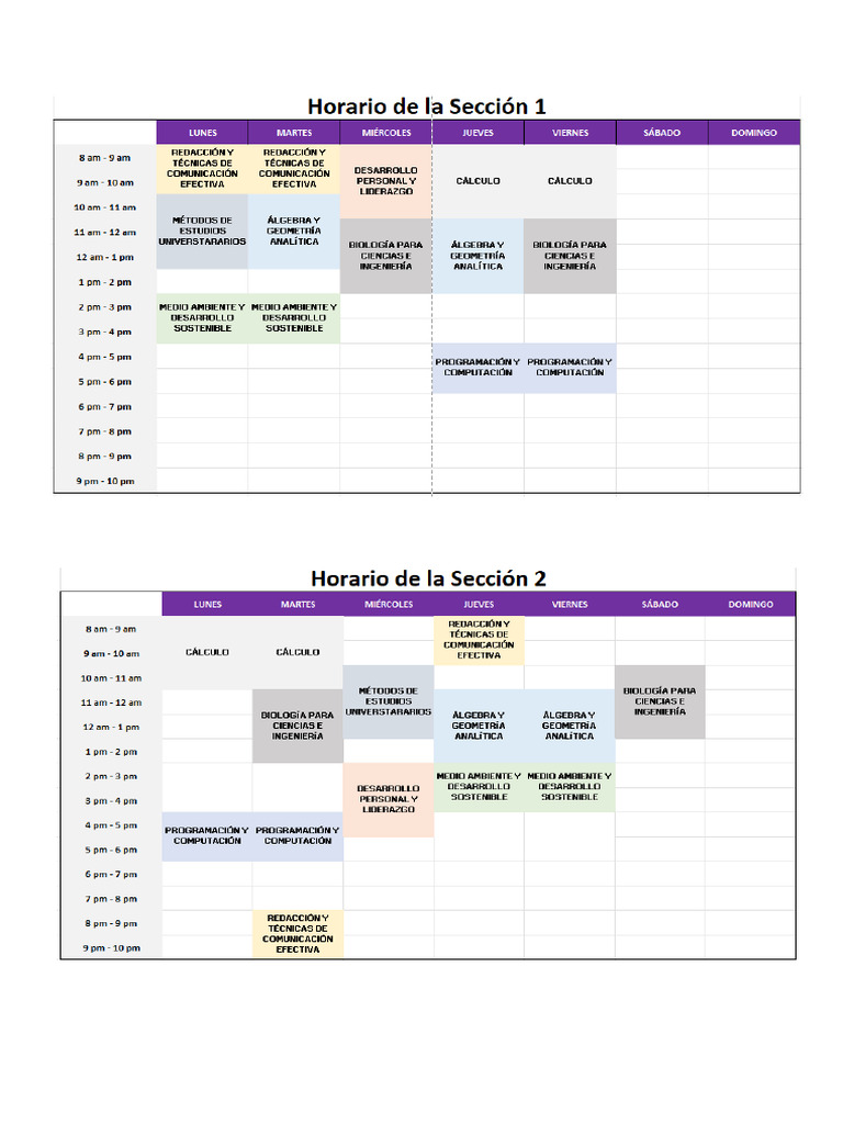HORARIOS | PDF