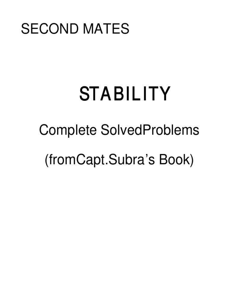 Stability Complete Solved Problems From Capt Subra Text Book | PDF Stability Complete Solved Problems From Capt Subra Text Book | PDF