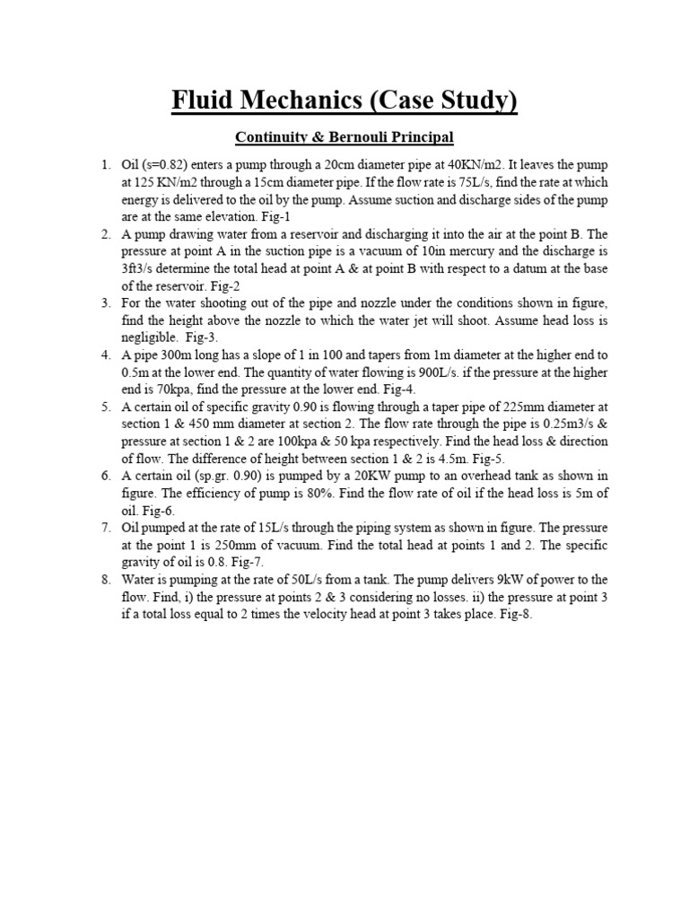 Case Study - Fluid Mechanics - Bernouli Equation-1 | PDF