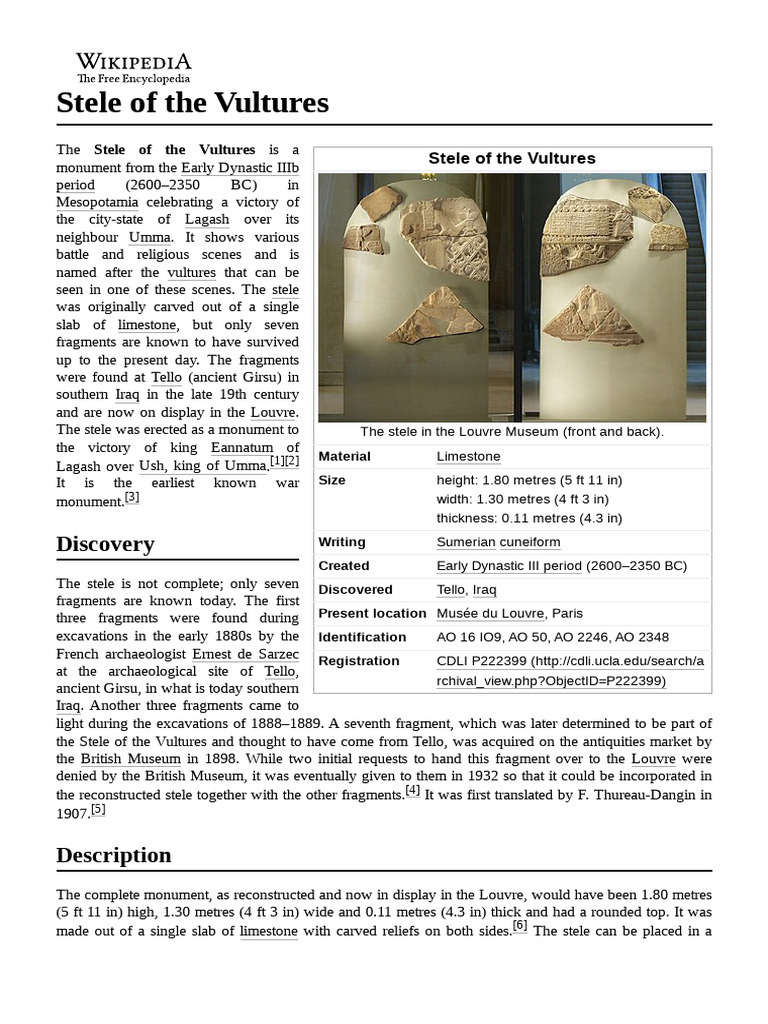 Stele of The Vultures | PDF | Sumer | Archaeology