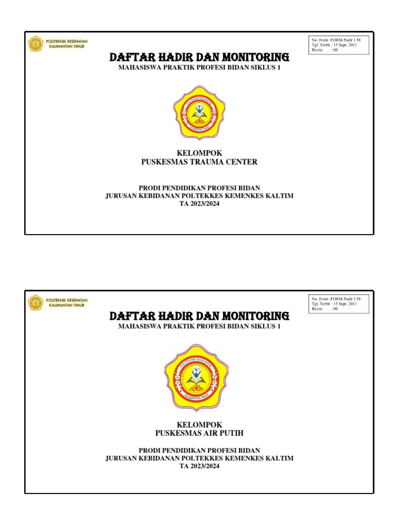 Cover Absensi Profesi Siklus 1 | PDF