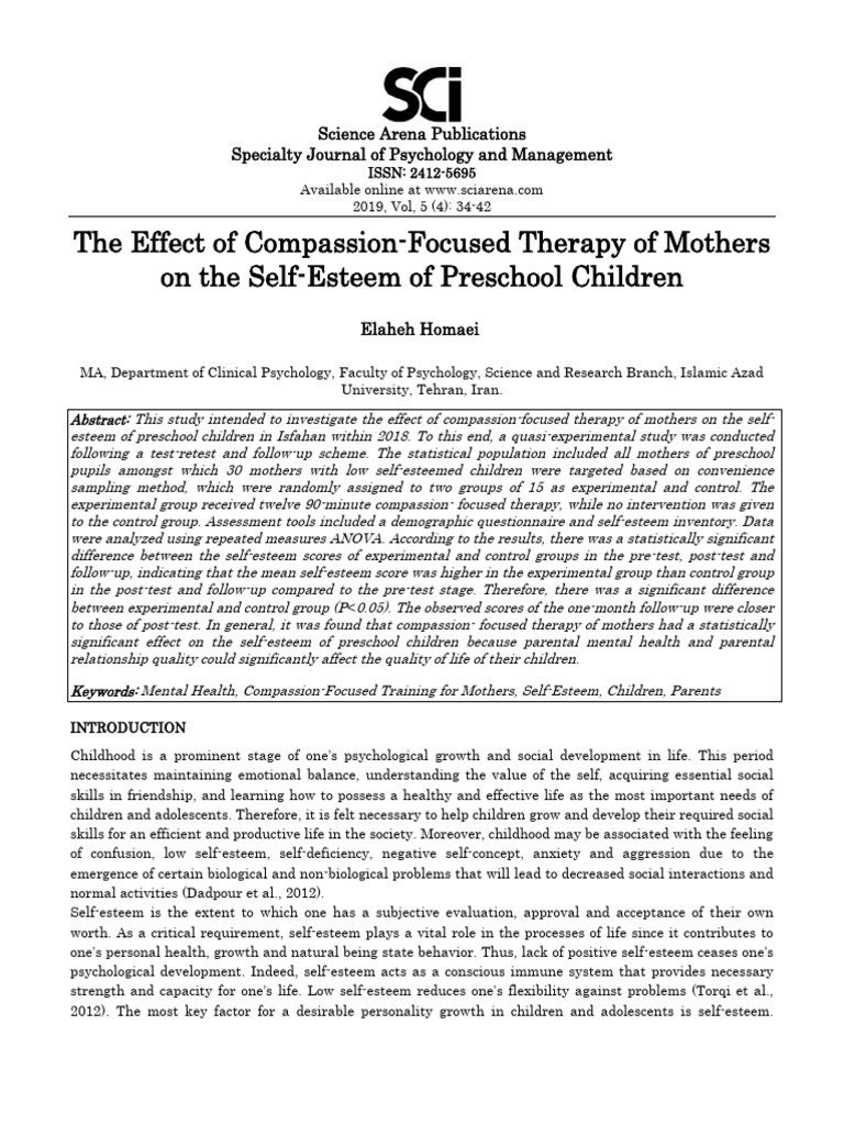 The Effect of Compassion Focused Therapy of Mothers On The Self Esteem ...