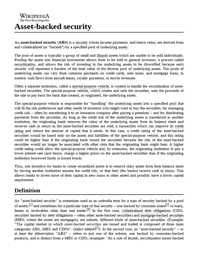 Asset-Backed Security | PDF | Asset Backed Security | Securitization