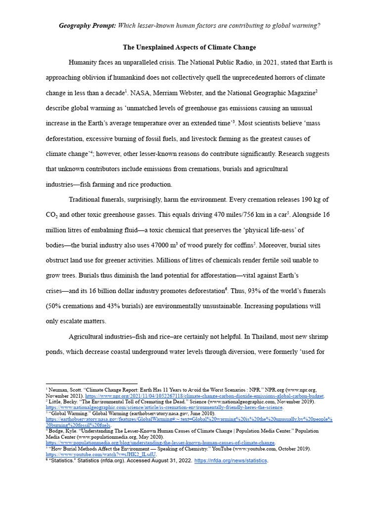 Geography Essay - Immerse Competition 22 | PDF | Climate Change ...