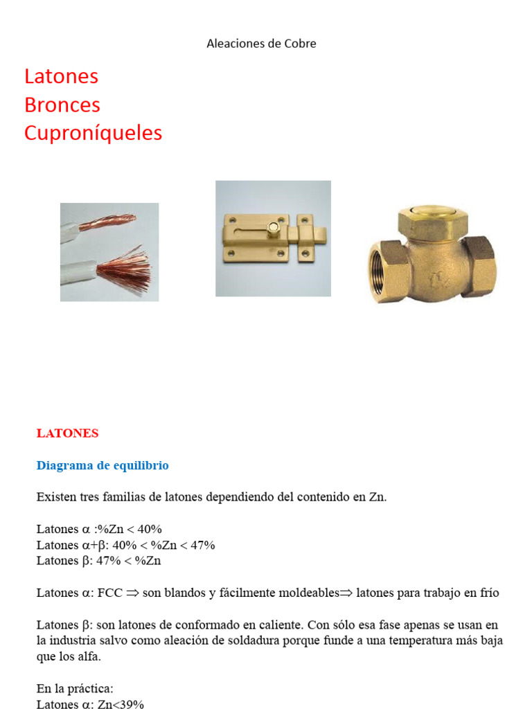 Presentación Aleaciones de Cobre | PDF | Latón | Cobre