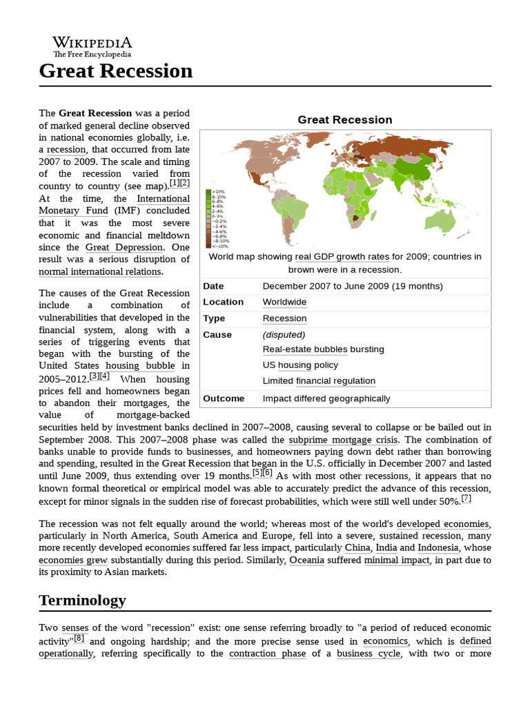 Great Recession: 2007-2009 Overview | PDF | Great Recession | Austerity