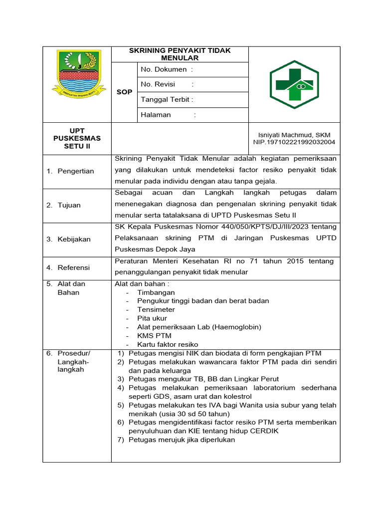 Sop Skrining PTM | PDF | Sains & Matematika