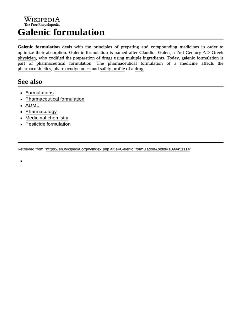 Galenic Formulation | PDF