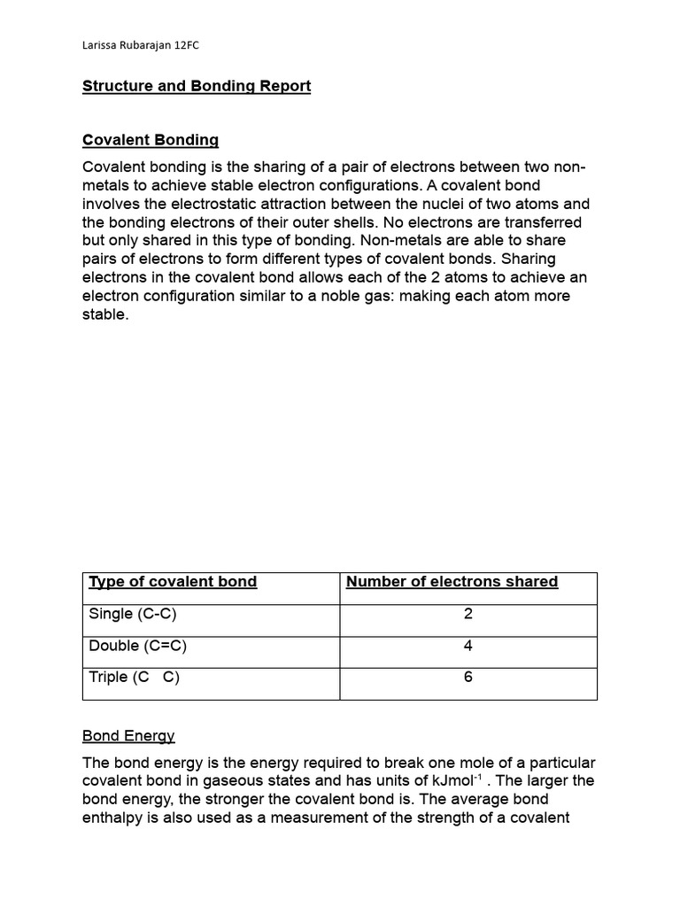 Structure and Bonding IPAD | PDF | Chemical Bond | Covalent Bond