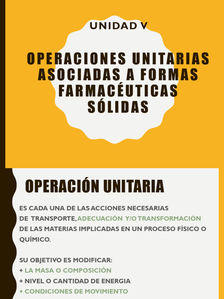 Operaciones Unitarias A Formas Farmaceuticas Solidas | PDF | Sólido ...