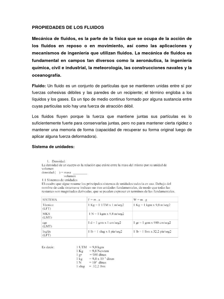 Propiedades de Los Fluidos | PDF | Densidad | Viscosidad