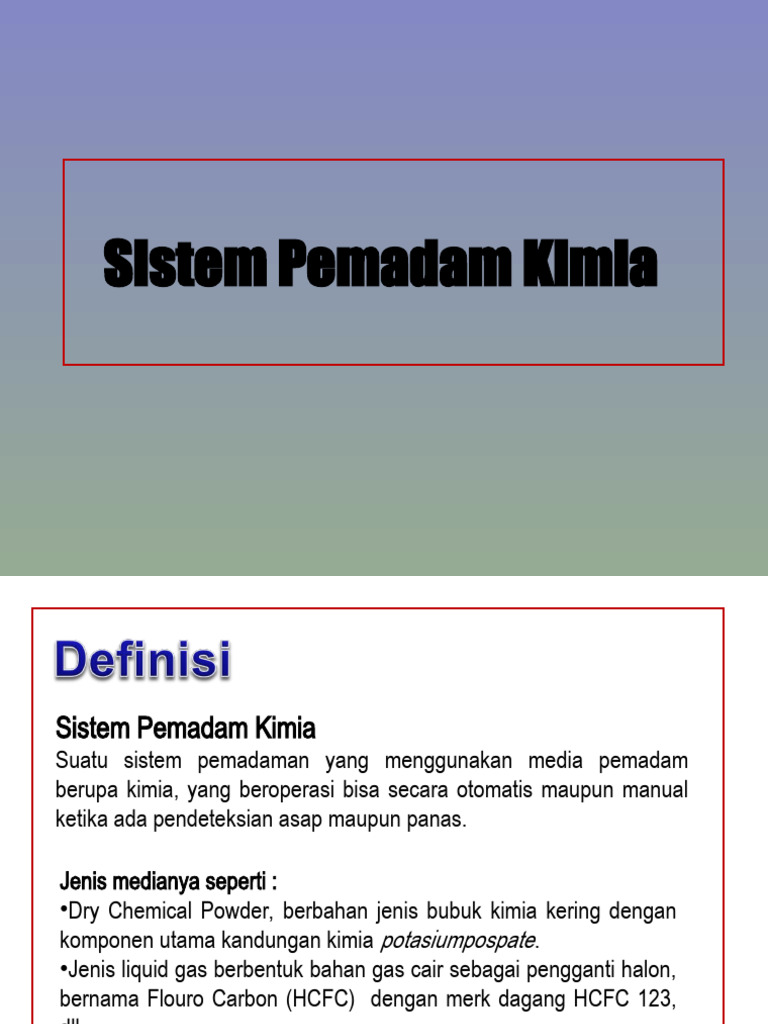 Slide-Sistem Pemadam Kimia-Fire Suppression System | PDF
