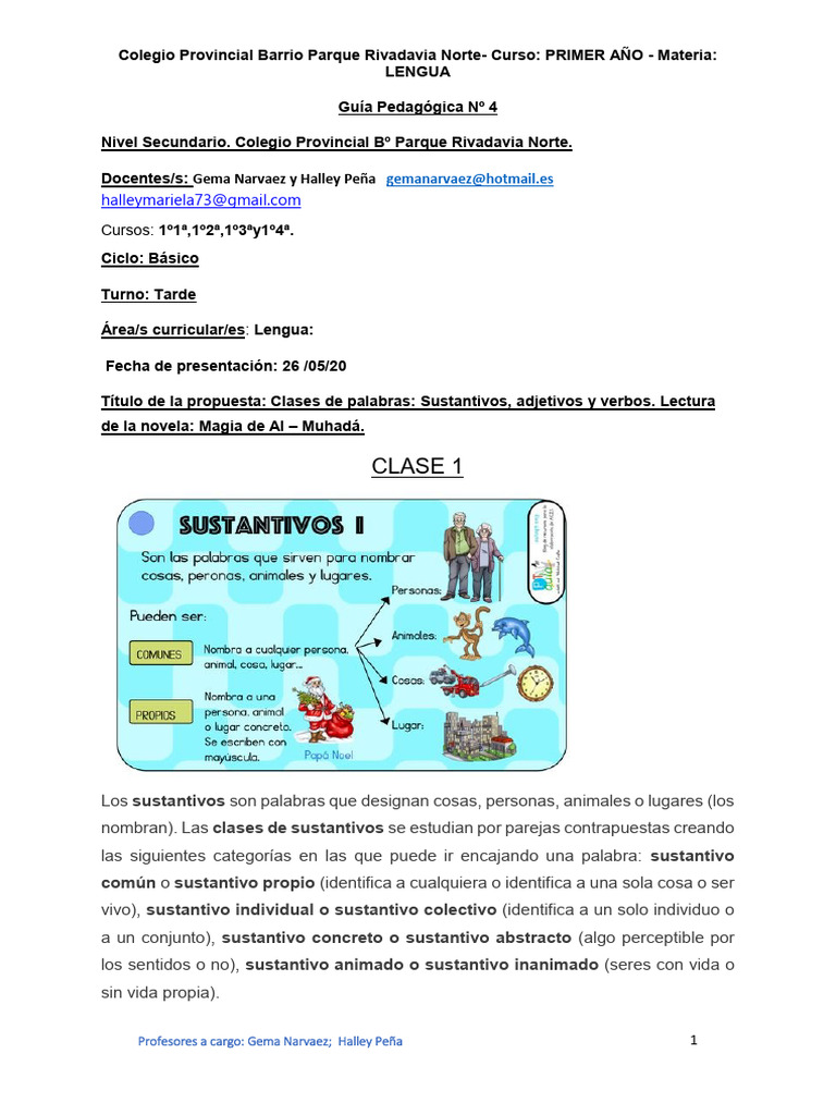 Verbos Sustantivos y Adjetivos | PDF | Sustantivo | Adjetivo