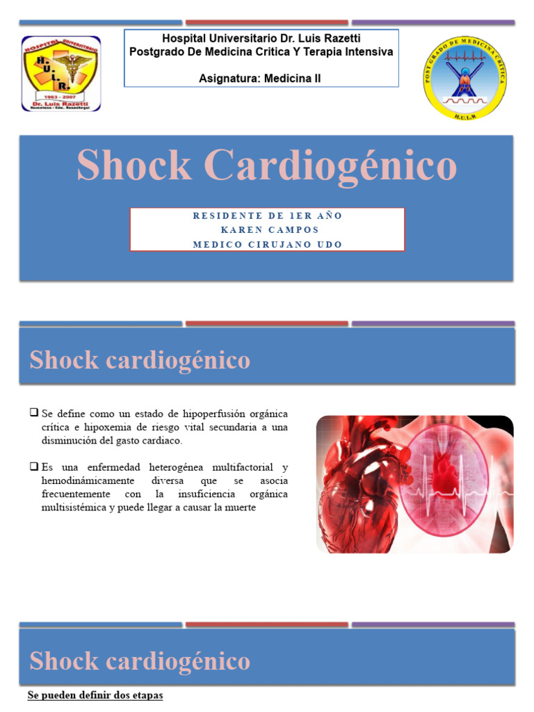 Shock Cardiogenico | PDF | Choque (circulatorio) | Medicina CLINICA