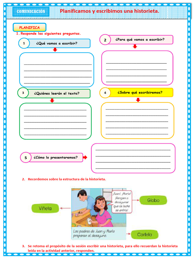 FICHA COM. Planificamos y Escribimos Una Historieta. | PDF | Cómics