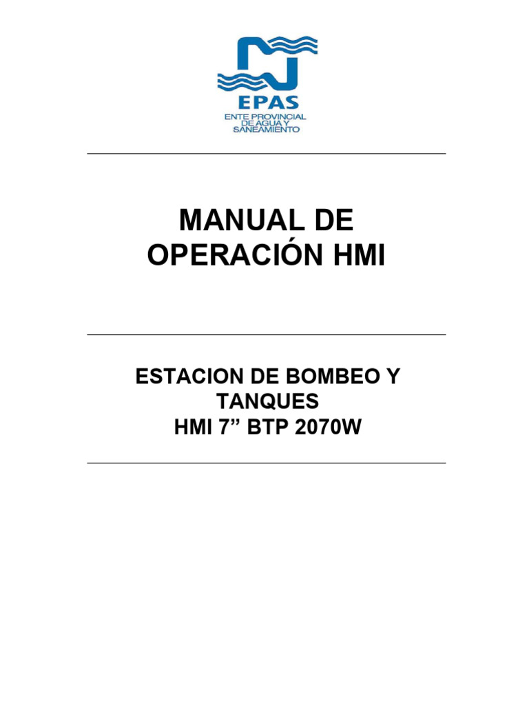 Manual de Operación HMI Estación de Bombeo | PDF | Bomba | Arranque