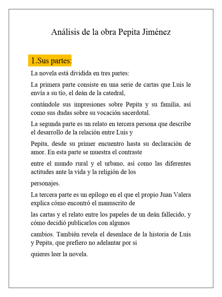 Análisis de La Obra Pepita Jiménez David, Yulianis, Aurelio, Sebastian ...
