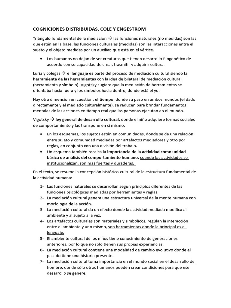 Cogniciones Distribuidas COLE Y ENGESTROM | PDF | Conocimiento | Mente