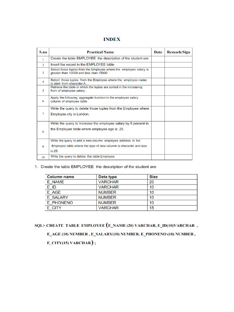 DBMS Lab Manual | PDF