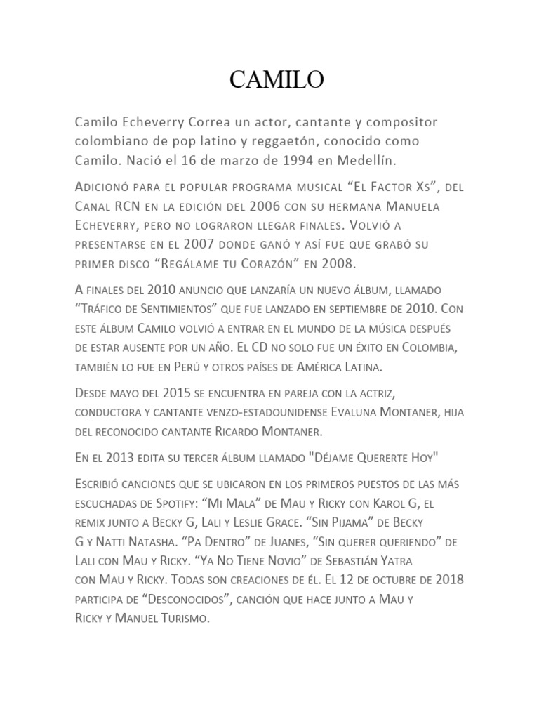 Camilo | PDF | Música pop | Musica Popular