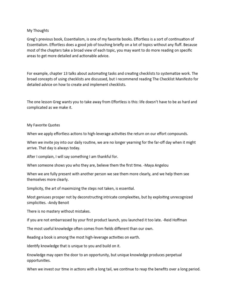 Effortless Summary | PDF | Apple Inc. | Knowledge