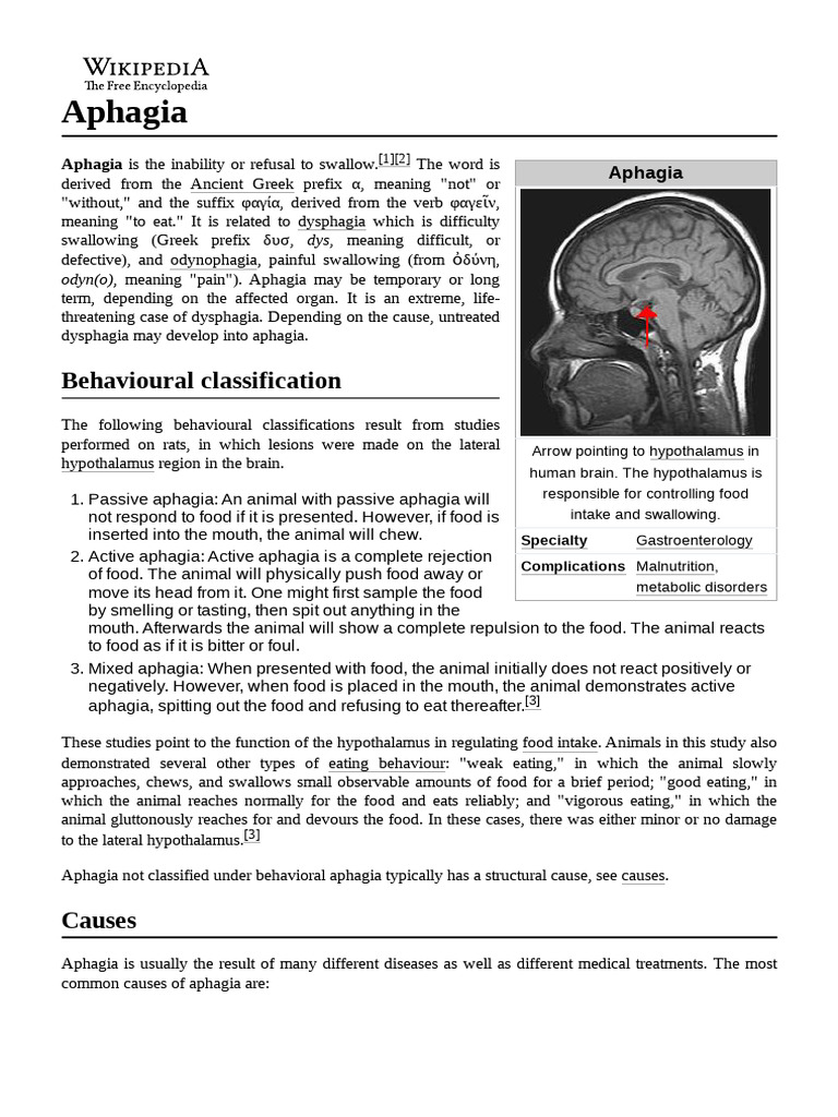Aphagia | PDF | Gastroenterology | Medicine