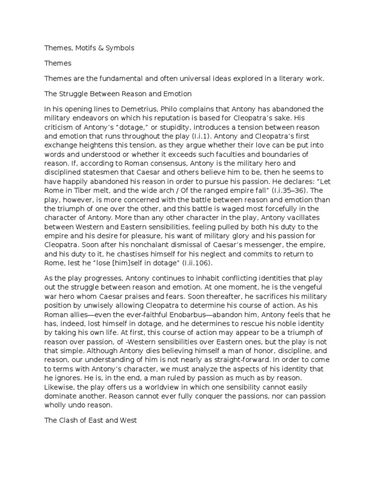 Themes-Antony and Cleopatra | PDF | Mark Antony