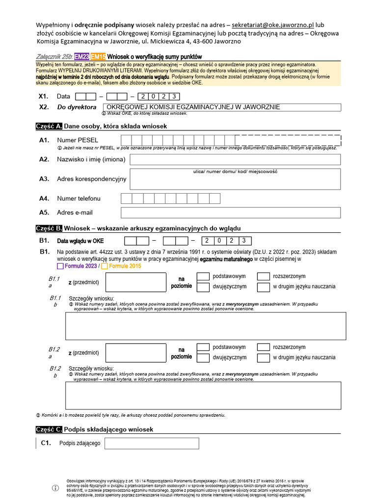 EM 2023 Zalacznik 25b Weryfikacja Sumy PKT | PDF