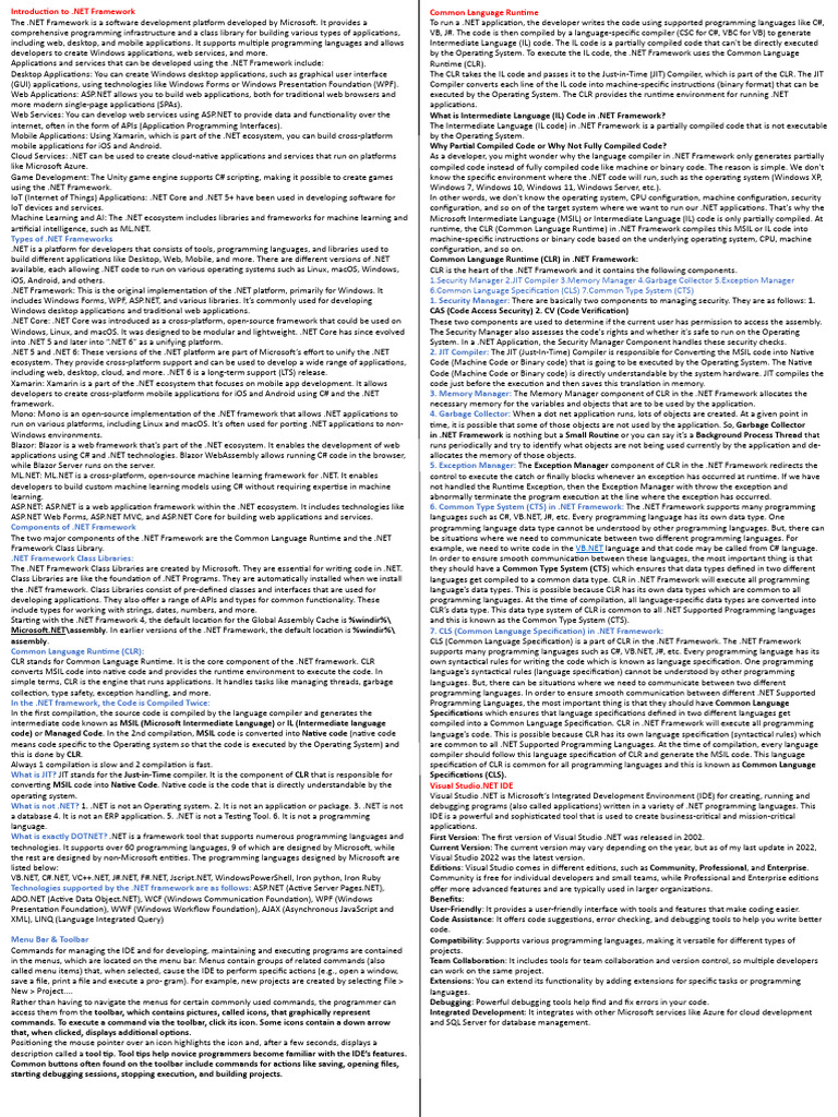 Vb Sheets Pdf Net Framework C Sharp Programming Language