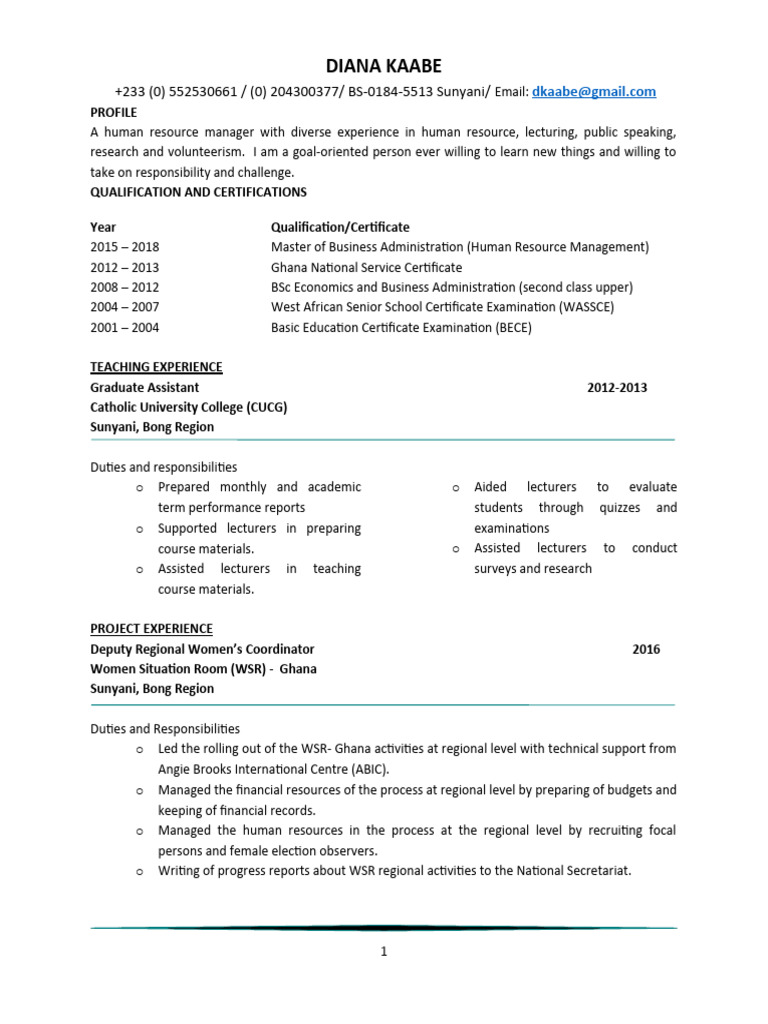 Diana Kaabe CV | PDF