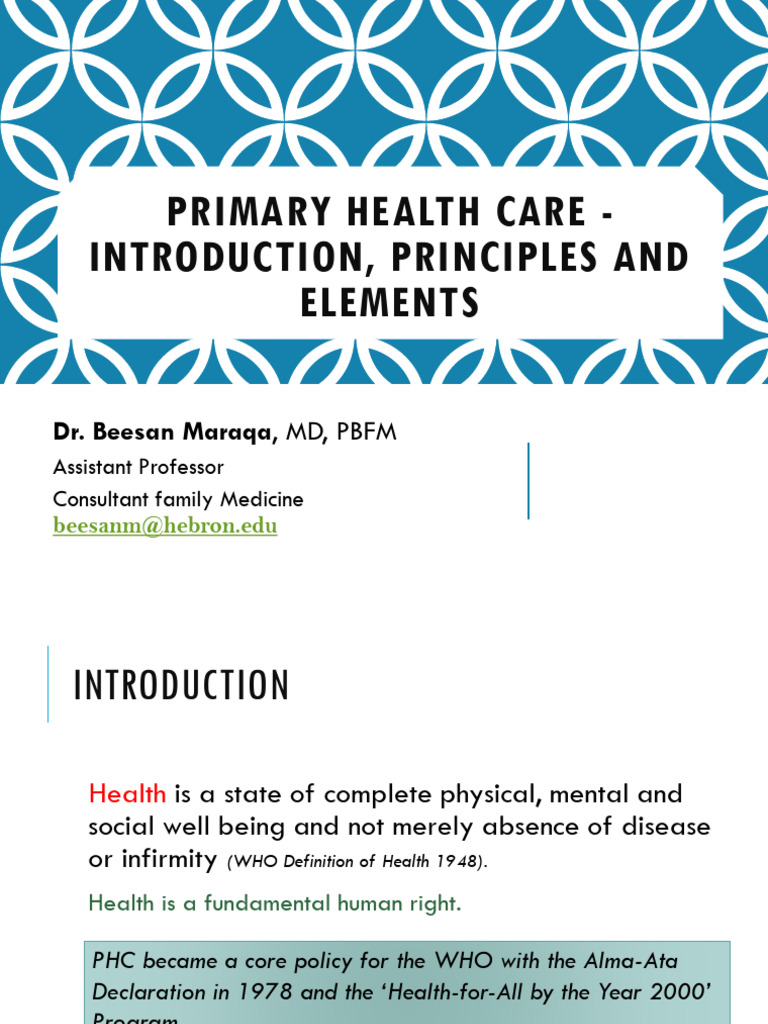 Introduction to Primary Health Care Principles | PDF | Preventive ...