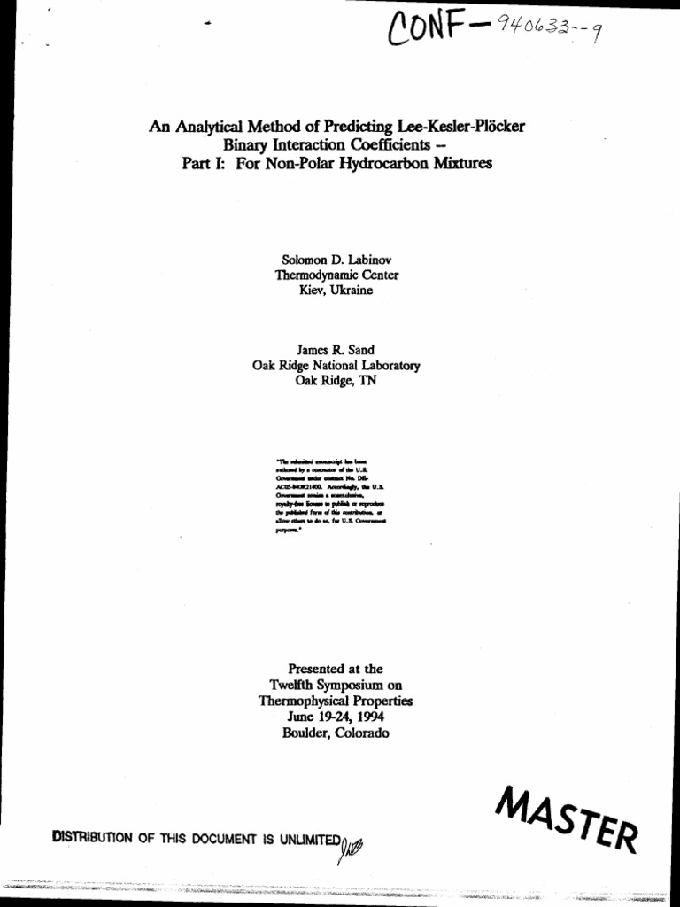 Method of Lee-Kesler | PDF