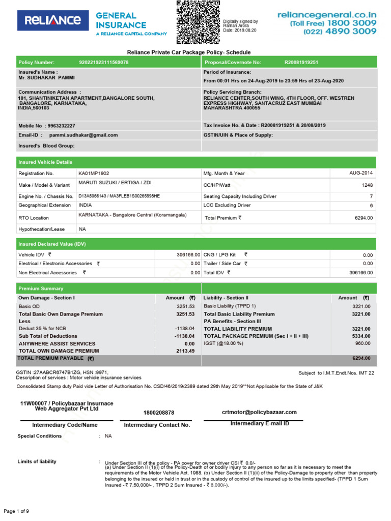 PolicySoftCopy 139560892 | PDF | Insurance | Liability Insurance