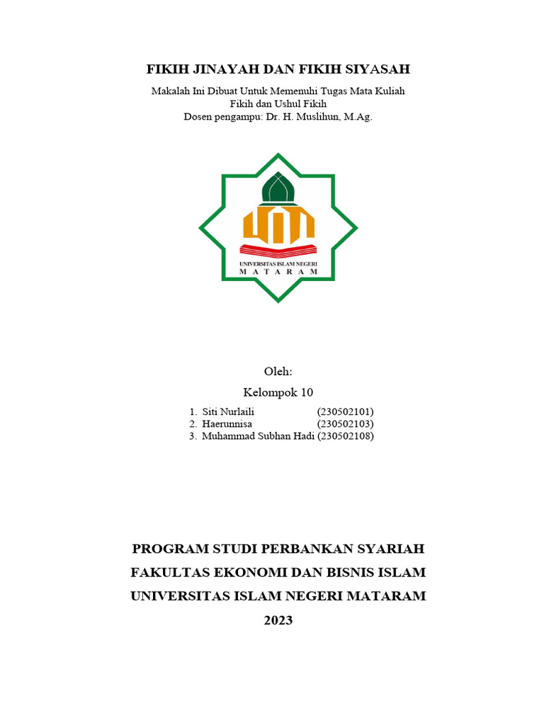 Fikih Jinayah Dan Fikih Siyasah REVISI | PDF