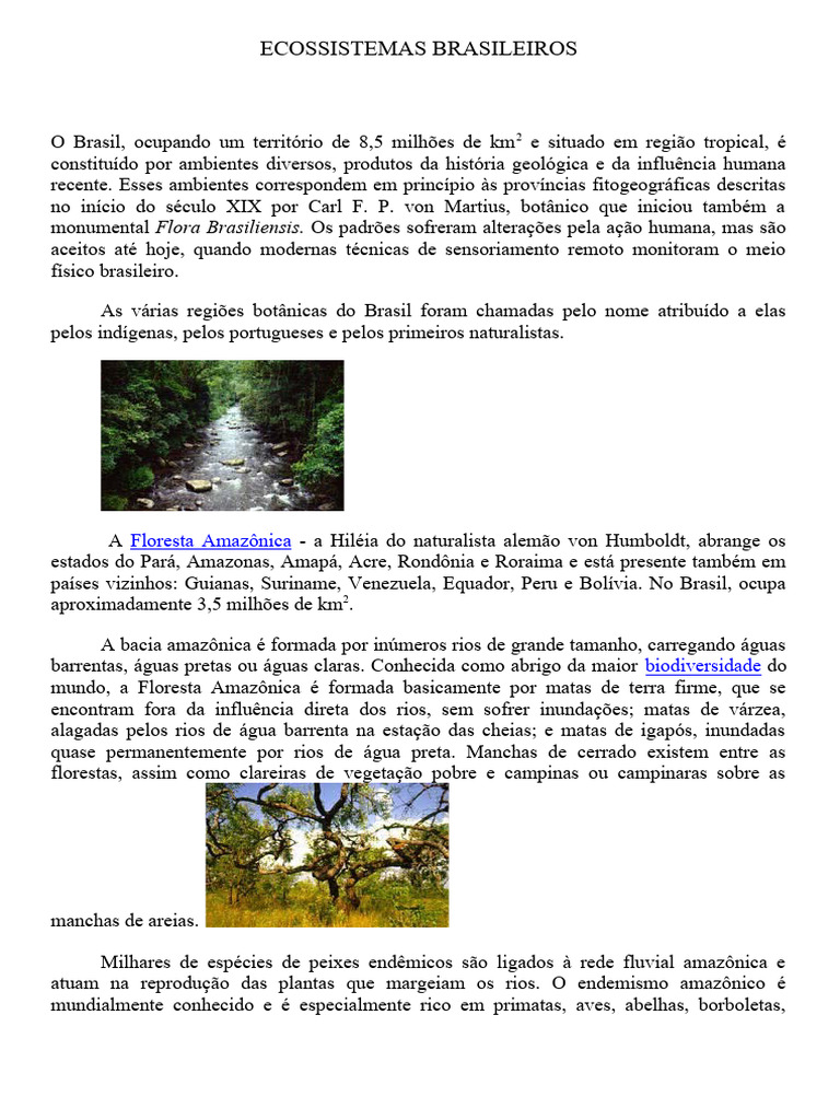 Ecossistemas Brasileiros | PDF | Floresta Amazônica | Agricultura