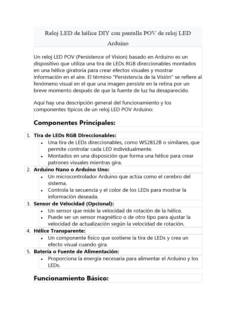 Documento de Ubn Pov | PDF | Diodo emisor de luz | Arduino