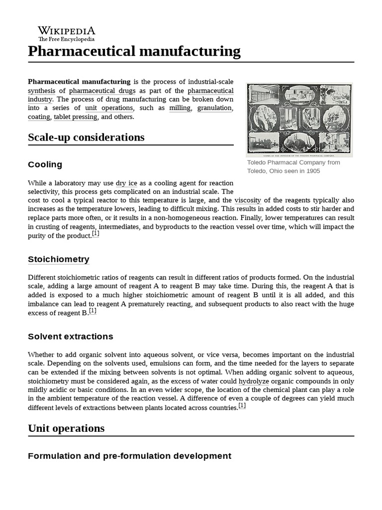 Pharmaceutical Manufacturing | PDF | Chemistry | Physical Sciences