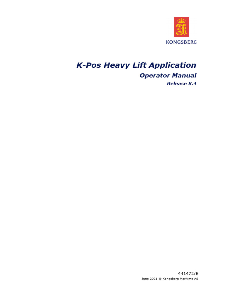 K Pos Heavy Lift Application Operator Manual Relaese 8.4 (441472E ...