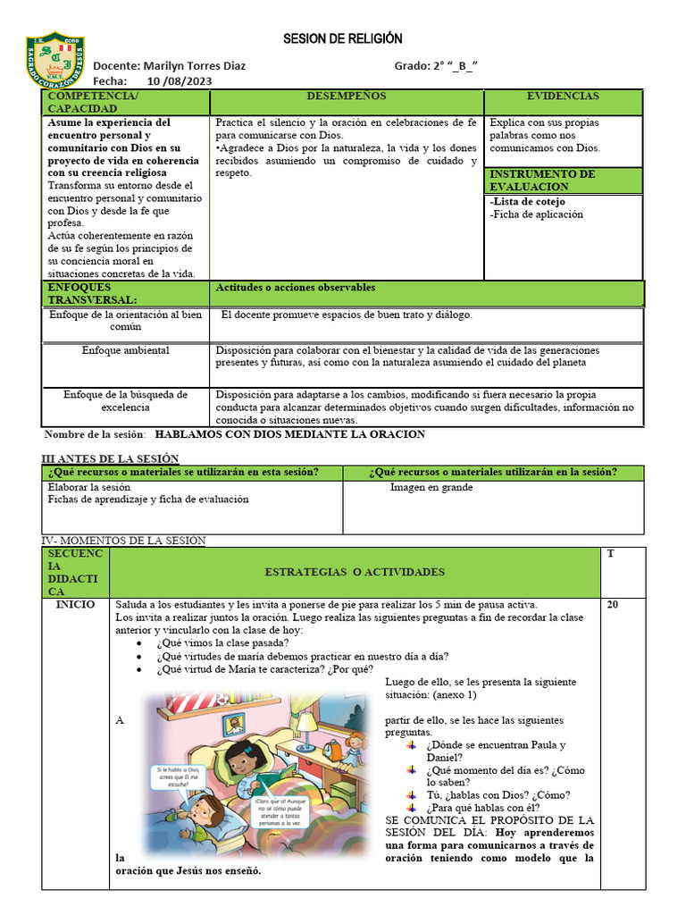Comunicación con Dios a través de la oración | PDF | Evaluación | Oración