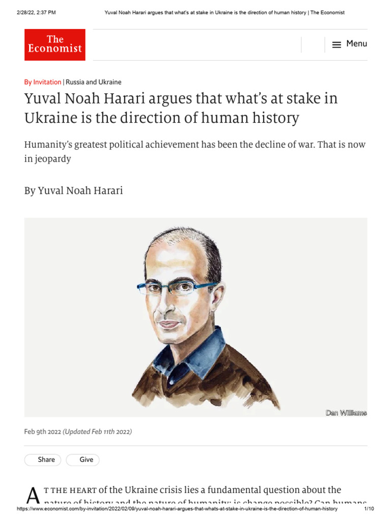 Yuval Noah Harari Argues That What's at Stake in Ukraine Is The ...