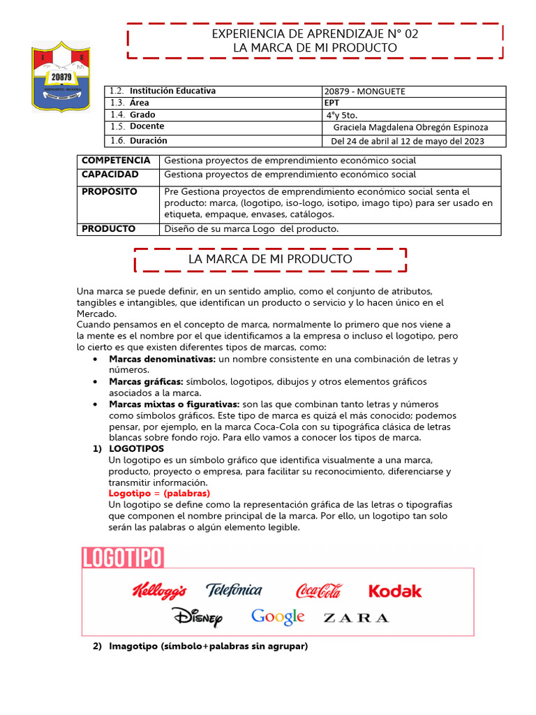 ACTIVIDAD 02 Presentación del producto(MARCA) | PDF | Logos | Marca