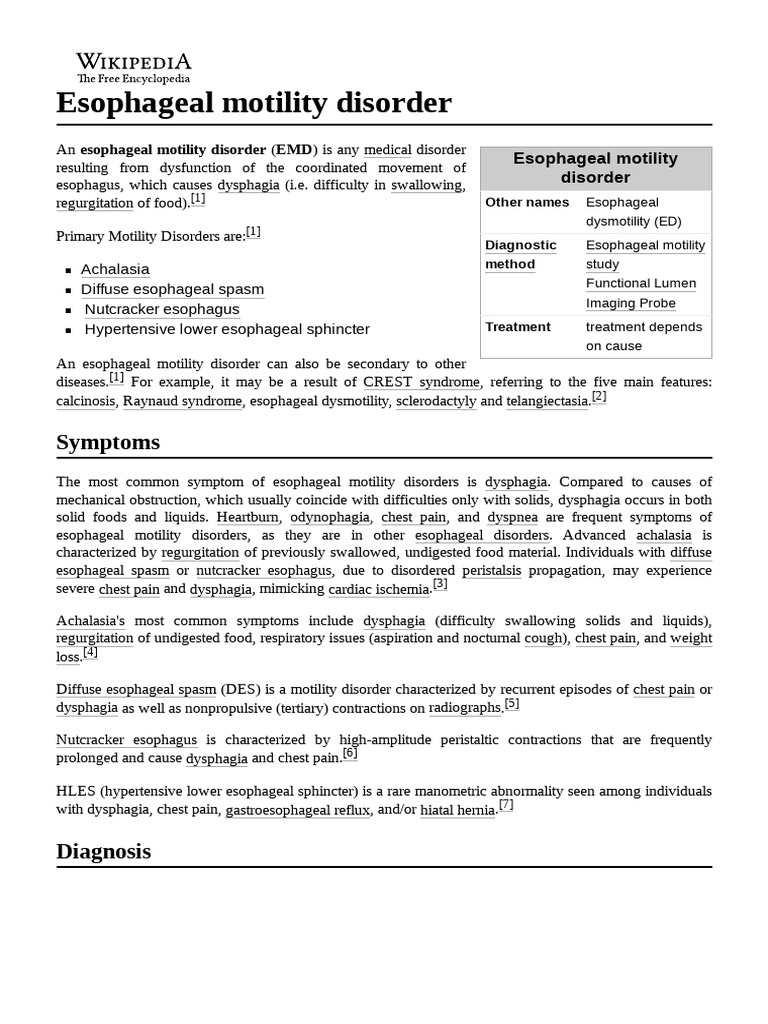 Esophageal Motility Disorder | Download Free PDF | Esophagus ...