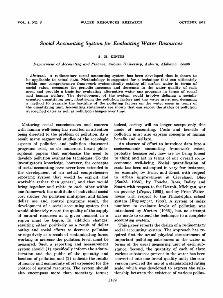 Dinius 1972 | PDF | Water | Ph